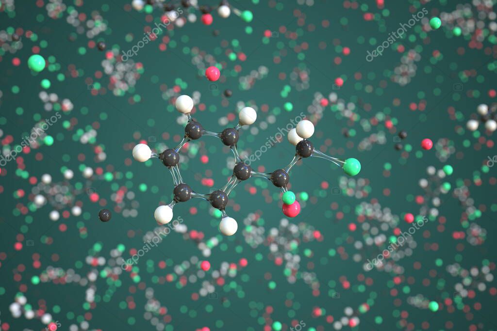 Molécula de bromuro de fenacilo, modelo molecular conceptual ... Molécula de bromuro de fenacilo, modelo molecular conceptual ...