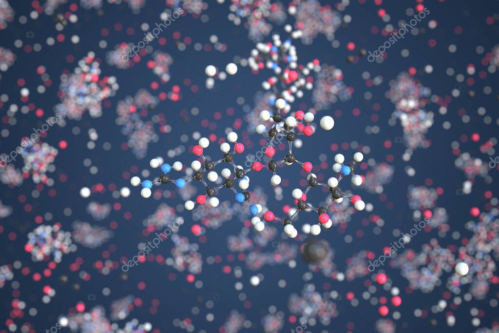 Molécula de estreptomicina. Modelo molecular conceptual. Renderizado ... Molécula de estreptomicina. Modelo molecular conceptual. Renderizado ...