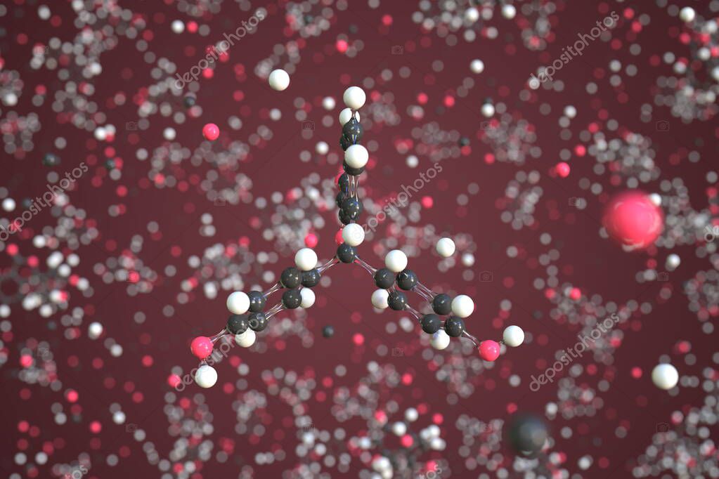 Molécula de fenolftaleína, modelo molecular conceptual. Renderizado ...