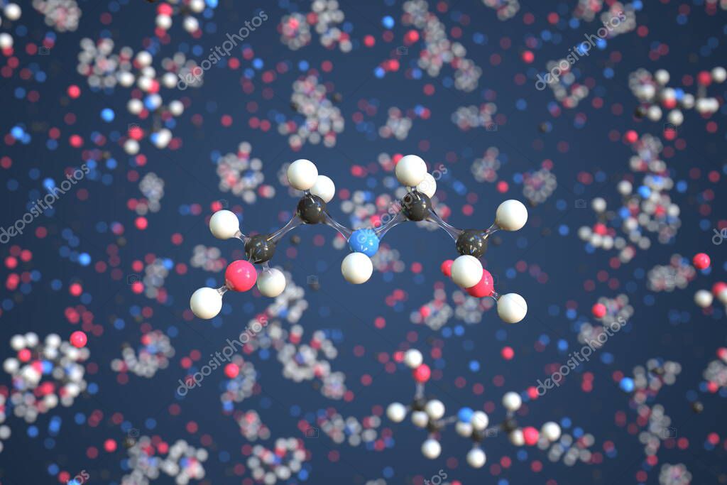 Molécula de dietanolamina, modelo molecular científico, representación ...