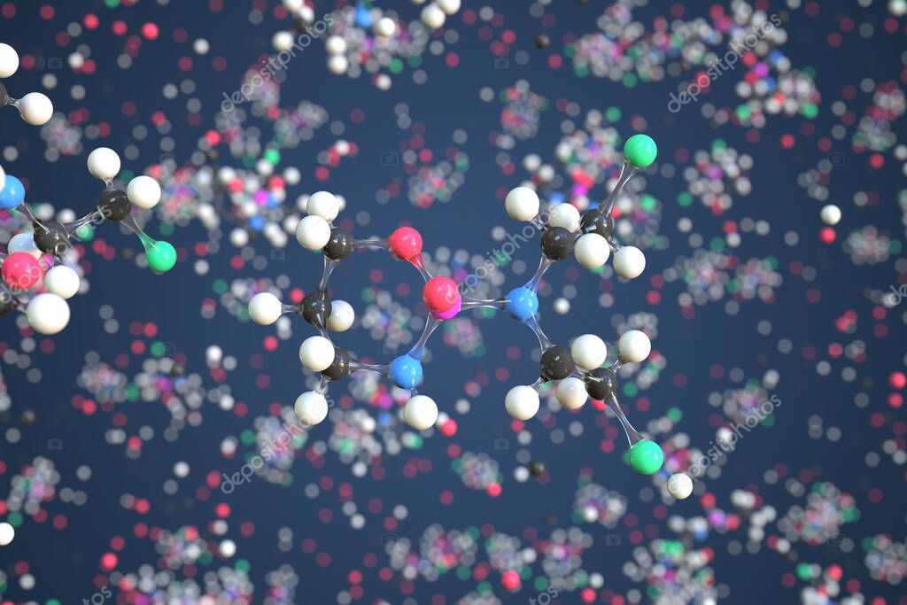 Molécula de ciclofosfamida. Modelo molecular, representación conceptual ... Molécula de ciclofosfamida. Modelo molecular, representación conceptual ...