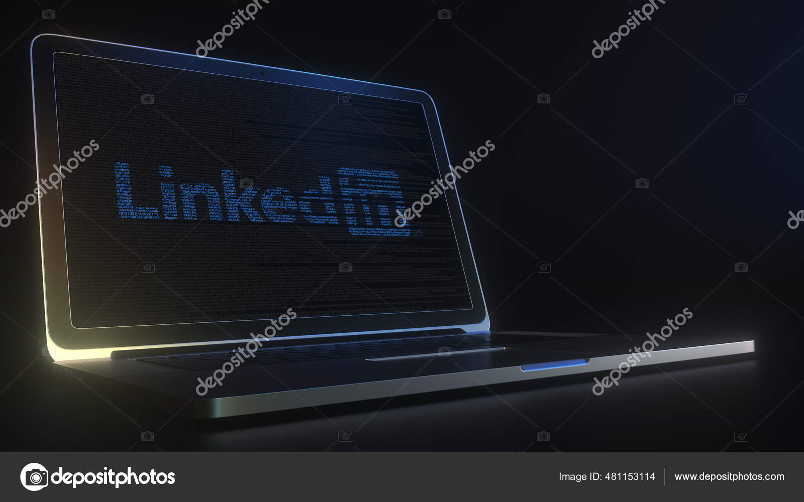 Computer screen with the logo of LINKEDIN made with source code. Editorial conceptual 3d ...