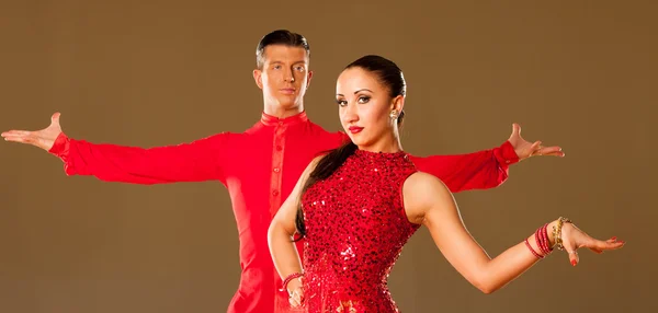 Latino dance couple in action - dancing wild samba - Stock Image ...