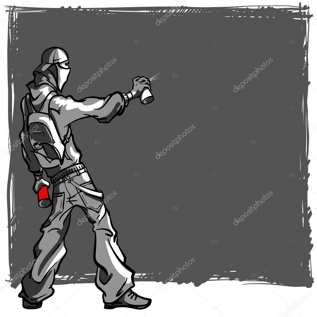 A young man paints graffiti with your text Stock Vector Image by ...