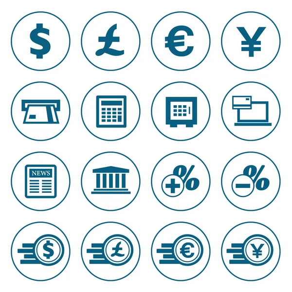 Conjunto de iconos de línea plana financiera y monetaria 2024