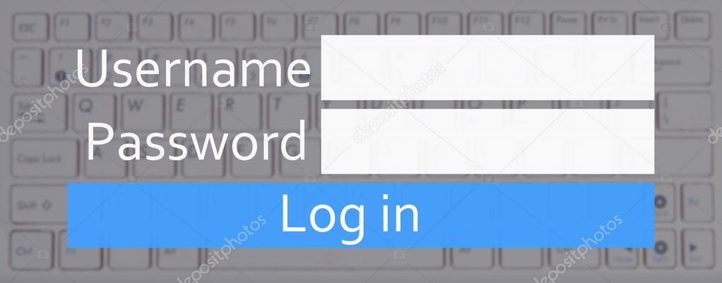 New account registration concept - login box and keyboard — Stock Photo ...
