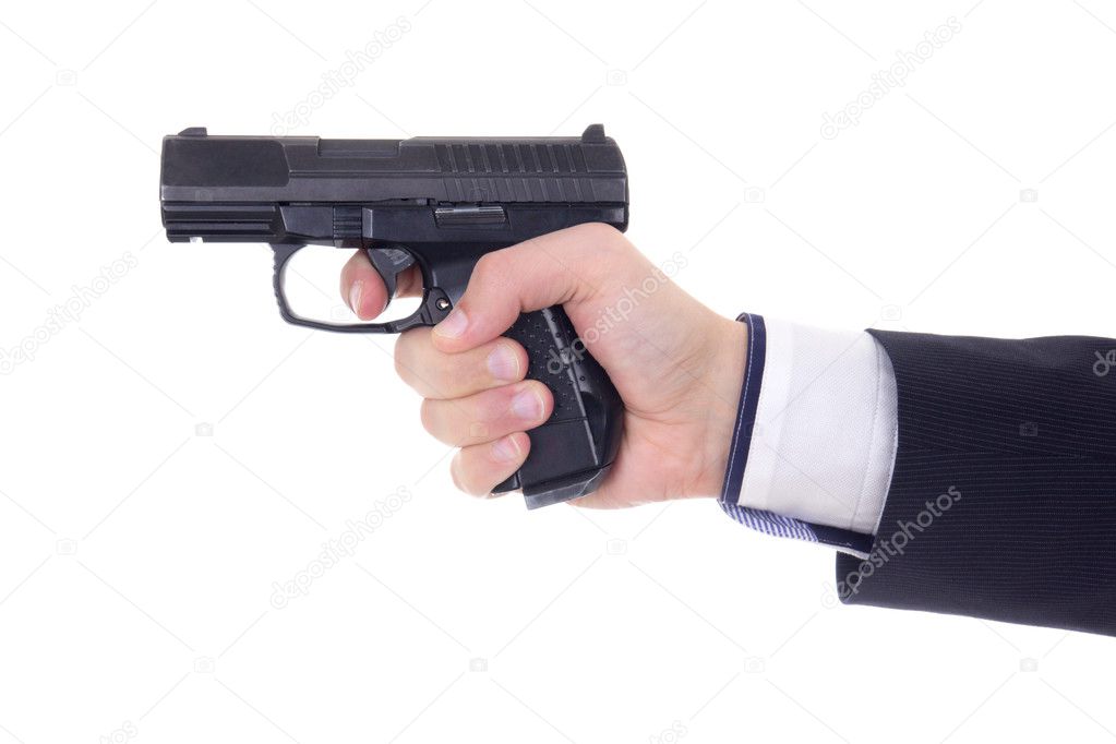 Male hand with gun isolated on white Stock Photo by ©Di-Studio 63922385
