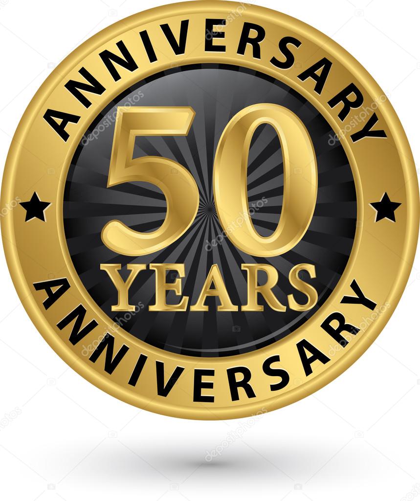 50 years anniversary gold label, vector illustration Stock Vector Image ...
