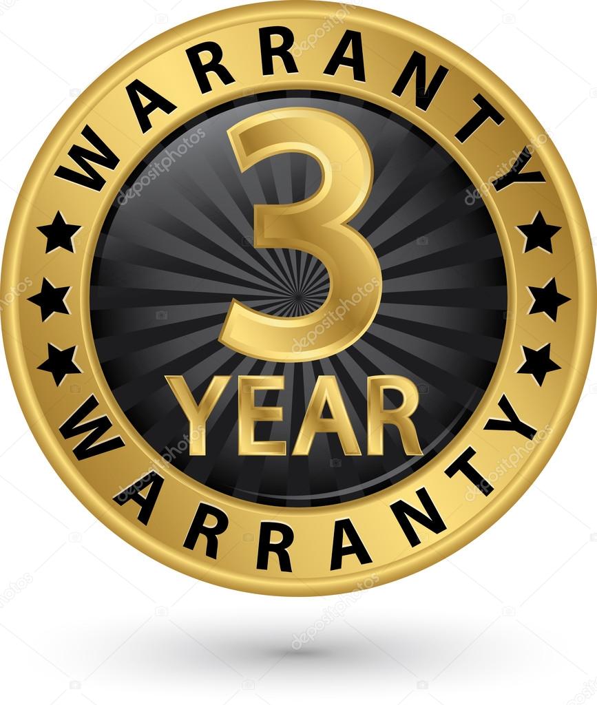 3 year warranty golden label, vector illustration Stock Vector by ...
