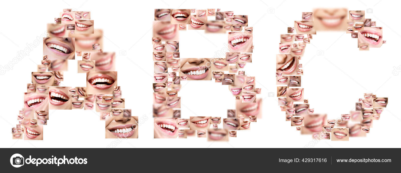 Happy Alphabet Concept Letters Make Laughing Human Faces Collage ...