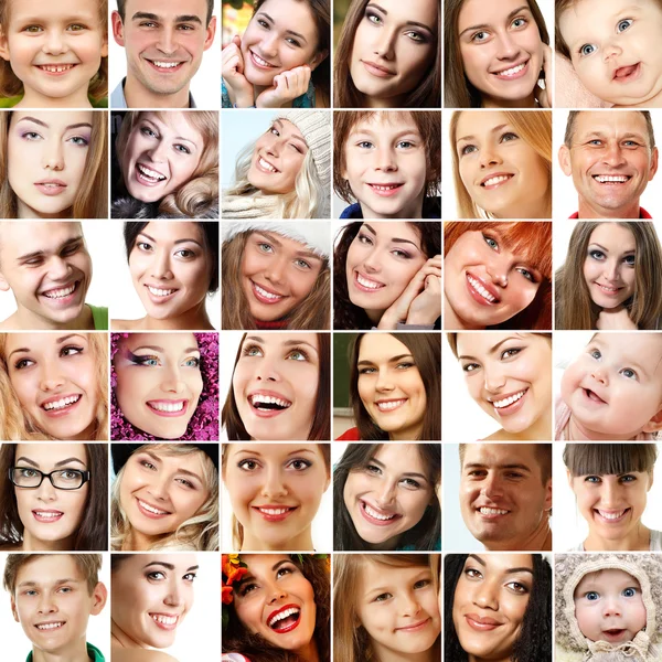 Collage of smiling faces. - Stock Image - Everypixel