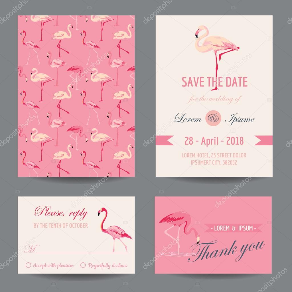 Invitation-Congratulation Card Set - Flamingo Theme - in vector Stock ...