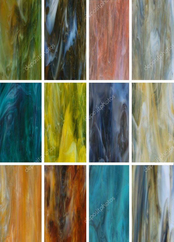 Samples of different colorful stained glass Stock Photo by ...