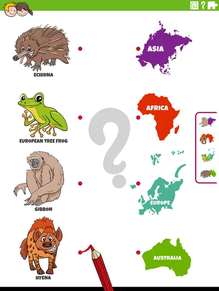 Cartoon Illustration Educational Matching Game Kids Animal Species ...