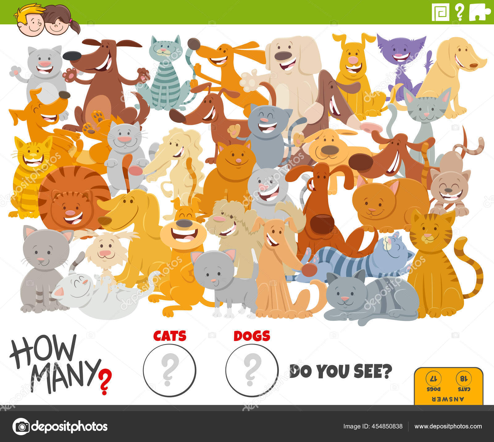 Ilustración Del Juego Conteo Educativo Para Niños Con Personajes Gatos ...