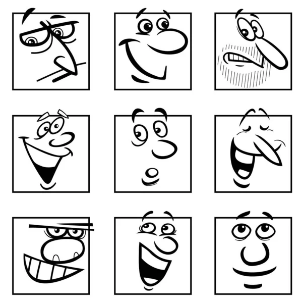 Sort Hvid Tegneserie Illustration Følelser Eller Følelser Facial ...
