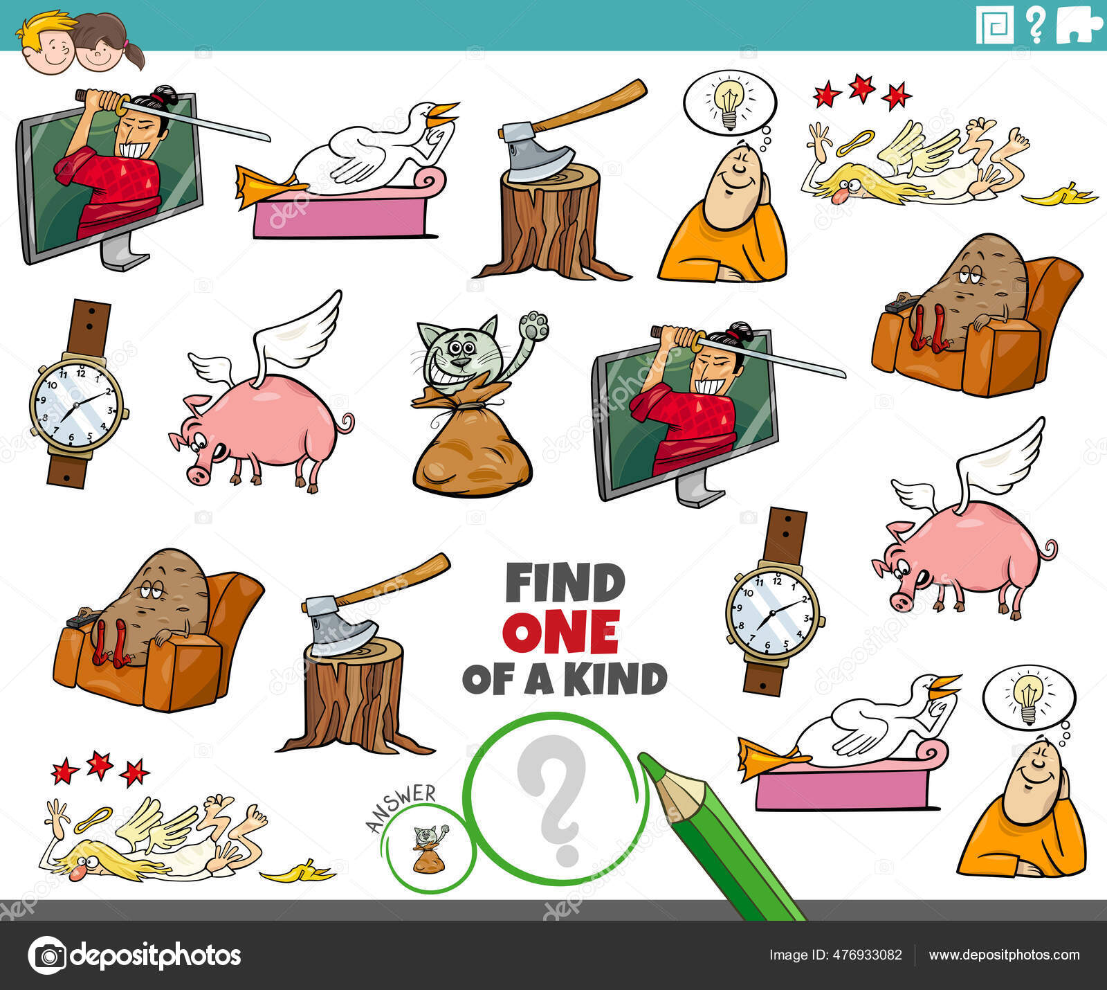 Desenhos Animados Ilustração Encontrar Jogo Educativo Tipo Imagem Para ...