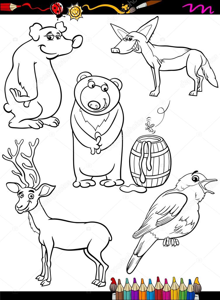 Animals set cartoon coloring page Stock Vector Image by ©izakowski ...