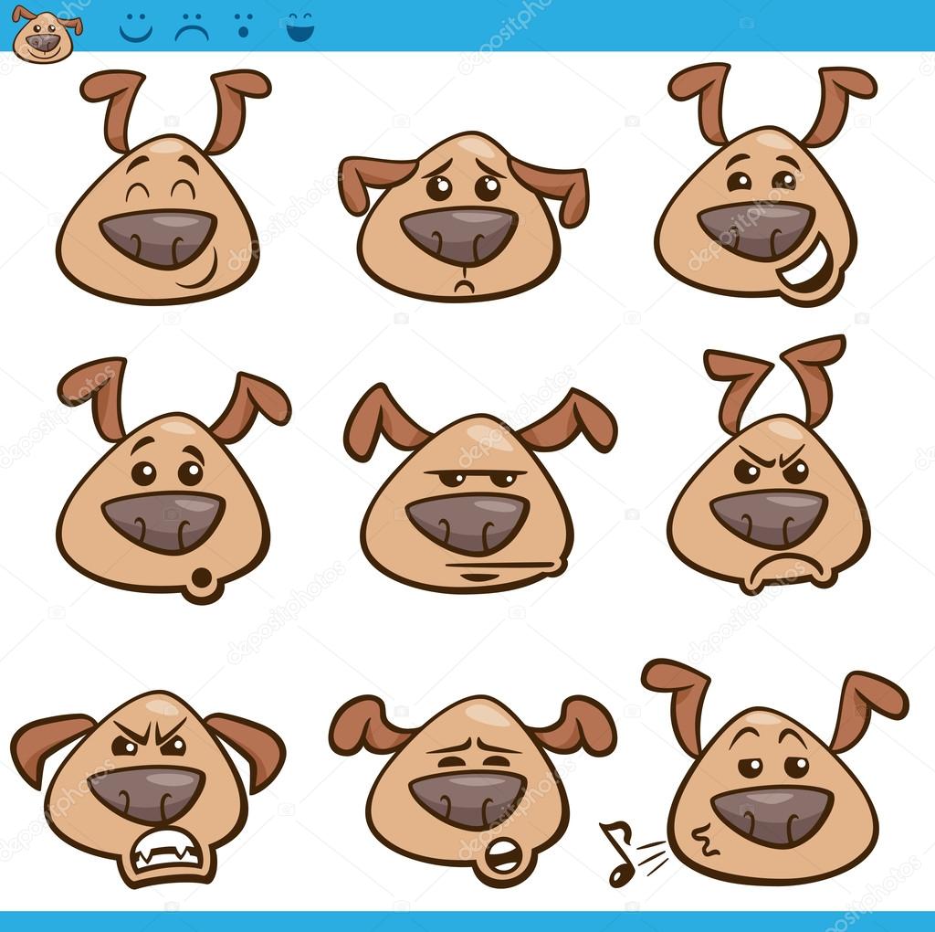 Dog emoticons cartoon illustration set Stock Vector by ©izakowski 53812655