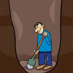 Cartoon Man Digging a Hole — Stock Vector © ronleishman #13980132