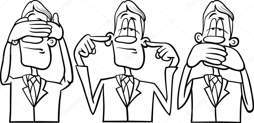 Ver escuchar no hablar mal Stock Vector by ©izakowski 63387995