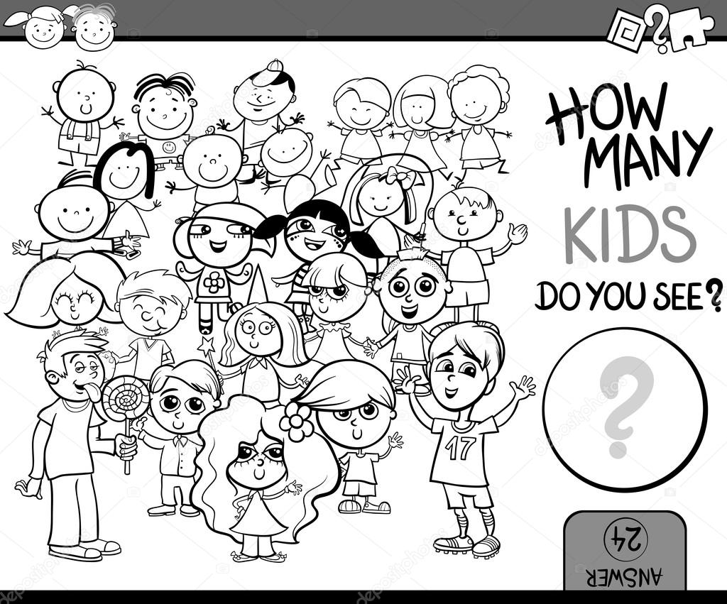 contar la página para colorear juego de dibujos animados 2023