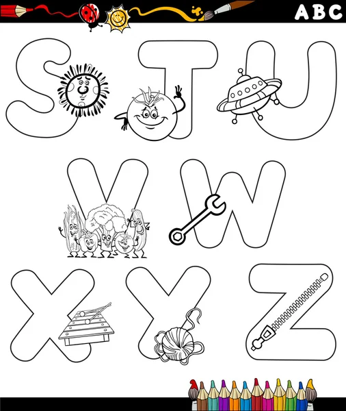 Cartoon alphabet for coloring book — Stock Vector © izakowski #77571604