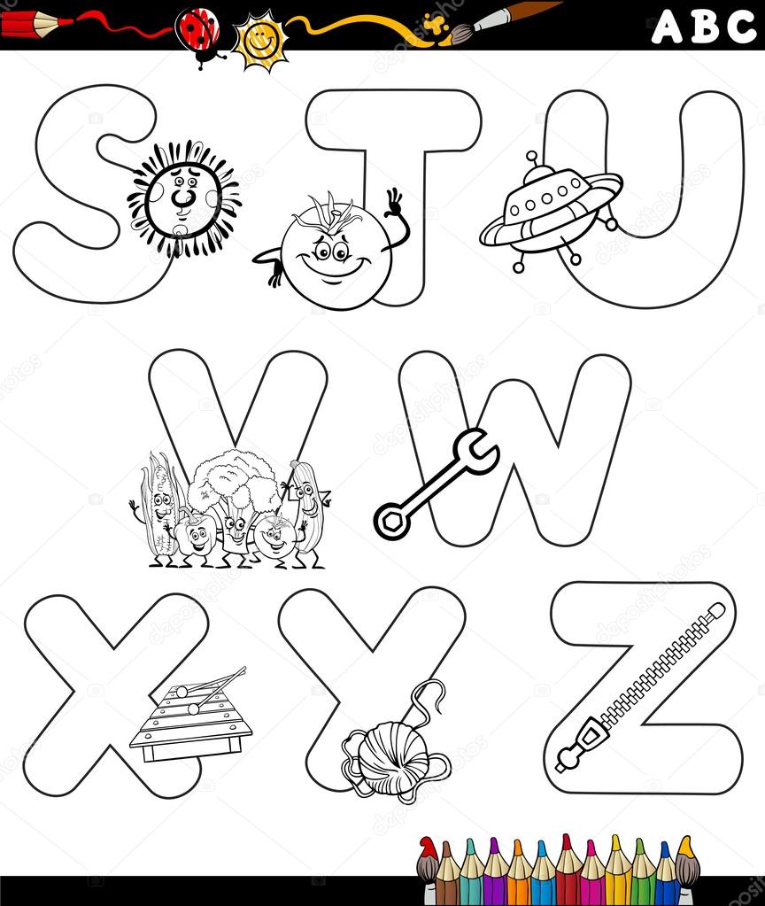 Cartoon Alphabet Ausmalseite Stock Vektorgrafik Von ©izakowski 77571564