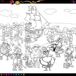 Pirate on ship cartoon coloring book Stock Vector Image by ©izakowski ...