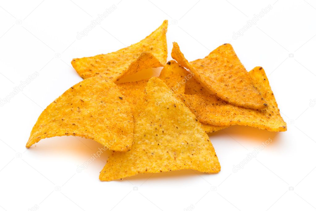 Mexican nachos chips, isolated on white background. Stock Photo by ...