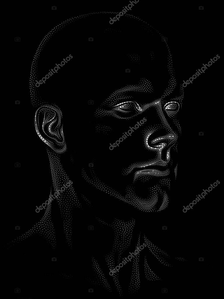 Serie Dot Rendering. Representación 3D de la cabeza de un modelo humano ...