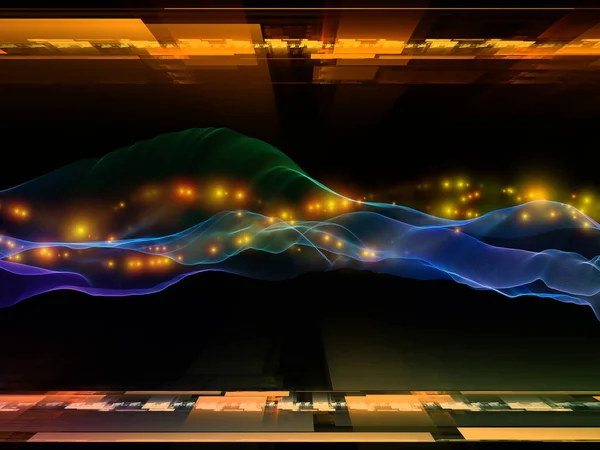 Virtual Micro World. Virtual Wave series. 3D illustration of horizontal ...