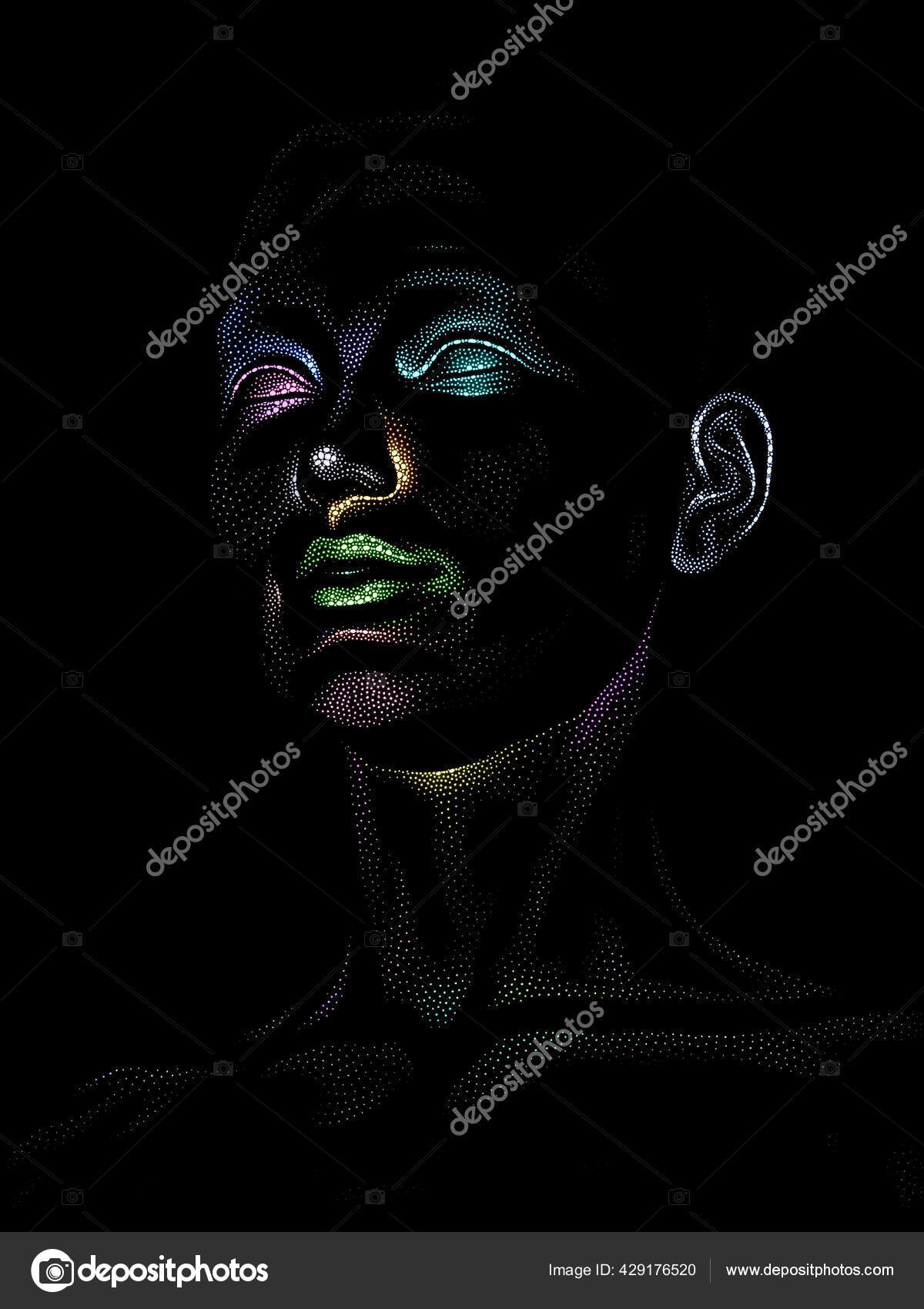 Dot Rendering Series Rendering Human Model's Head Executed Stippling ...
