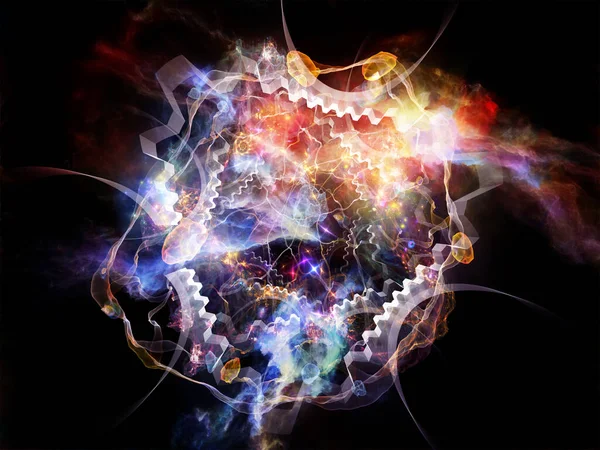 Composition of light, gear and fractal elements on subject of education ...