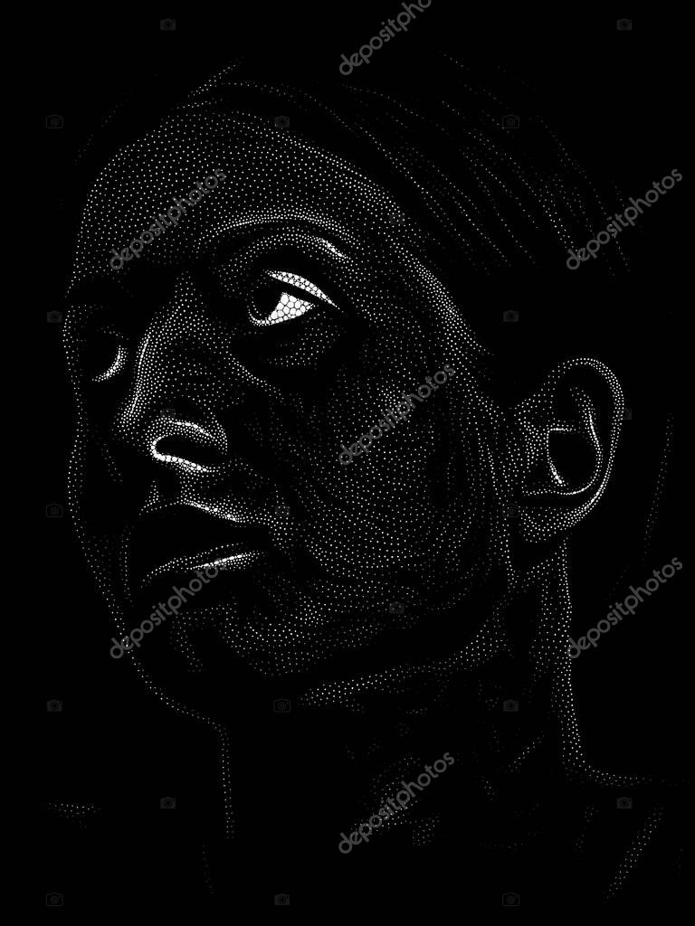 Serie Stipple Portrait. Un rostro de una joven hembra realizada en ...