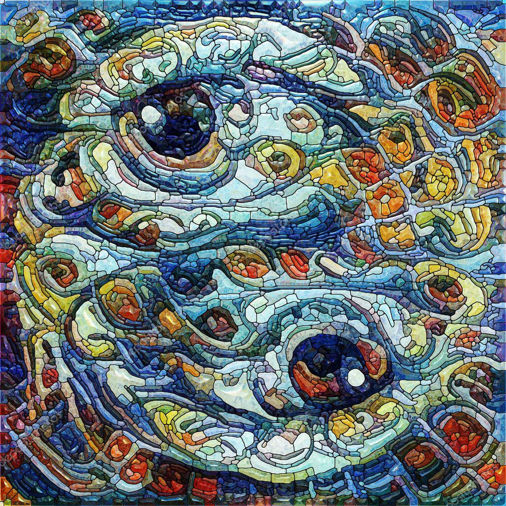 Veo que sueñas. Composición de vidrieras con ojos femeninos sobre el ...