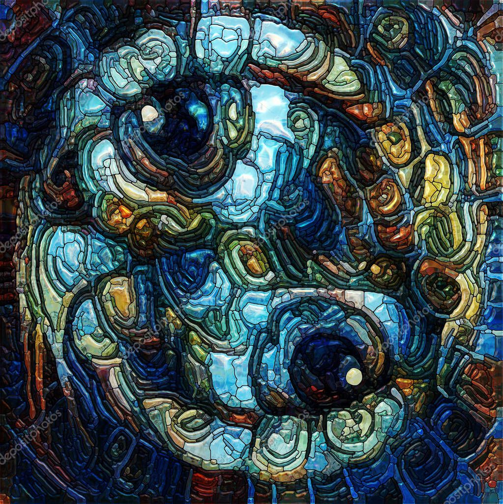 Veo que sueñas. Composición de vidrieras con ojos femeninos sobre el ...