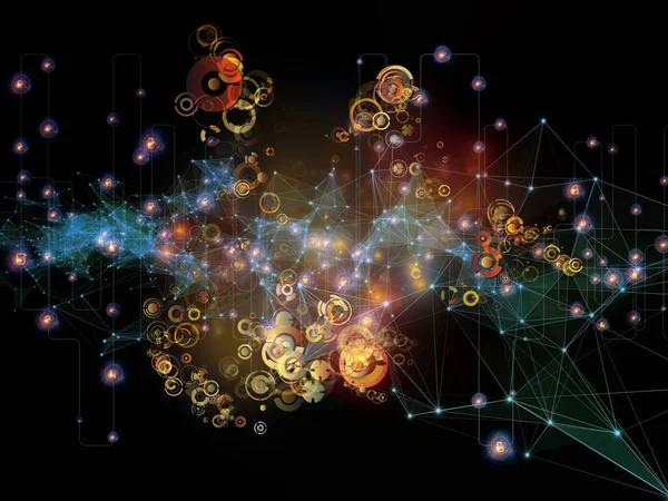 Future Connection series. Network lines, lights and symbols against ...