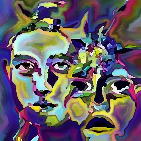 Fragmented Self series. Human face outlines and organic color pattern ...
