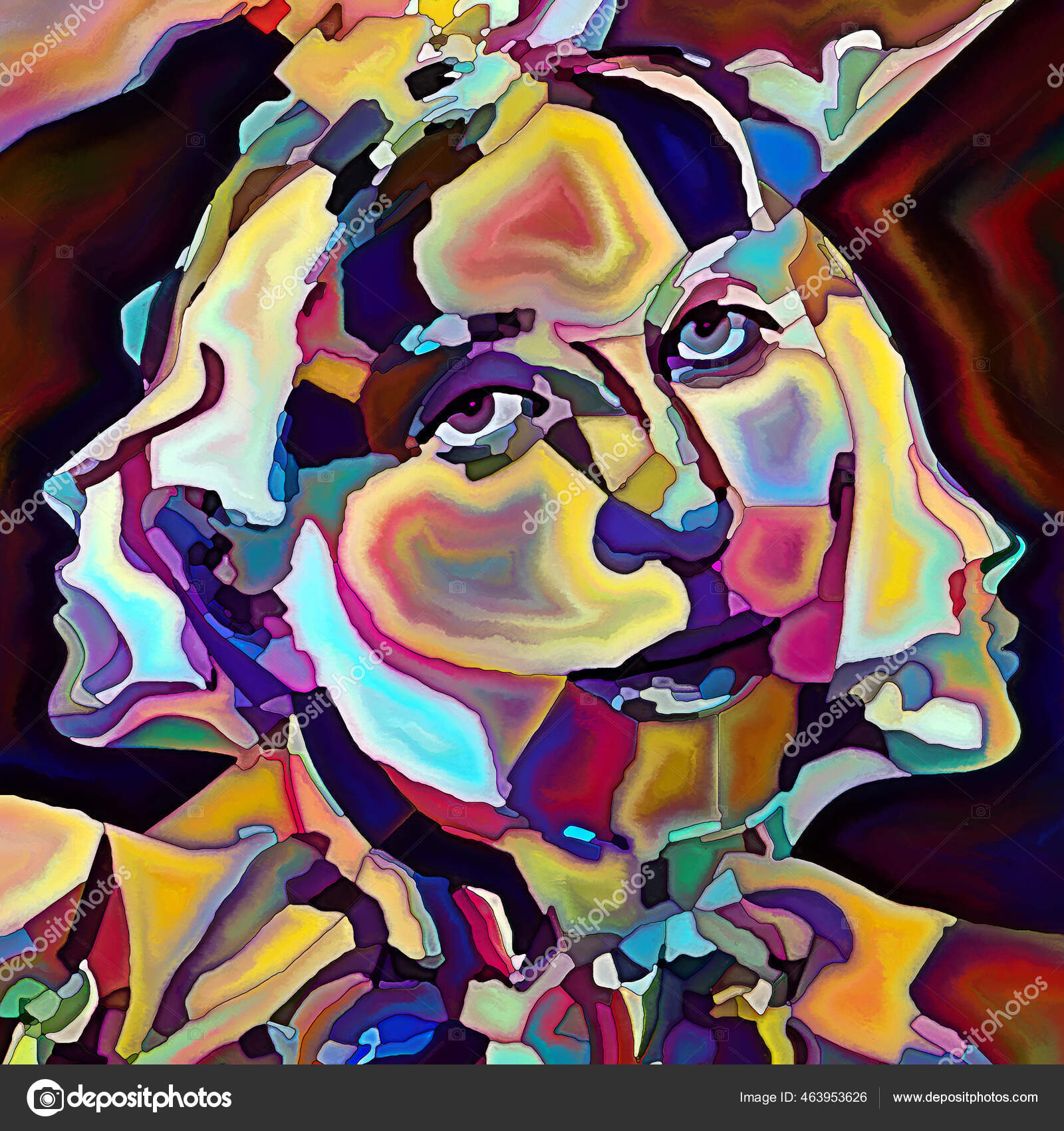 Fragmented Self Series Human Face Outlines Mosaic Pattern Composition ...