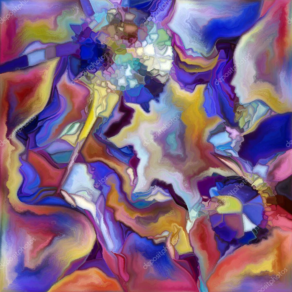 Serie Canvas Up Close. Arreglo de rostros y símbolos en colorido estilo ...