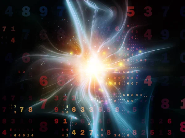 Digital Signal series. Fractal burst, numbers and lights composition on ...