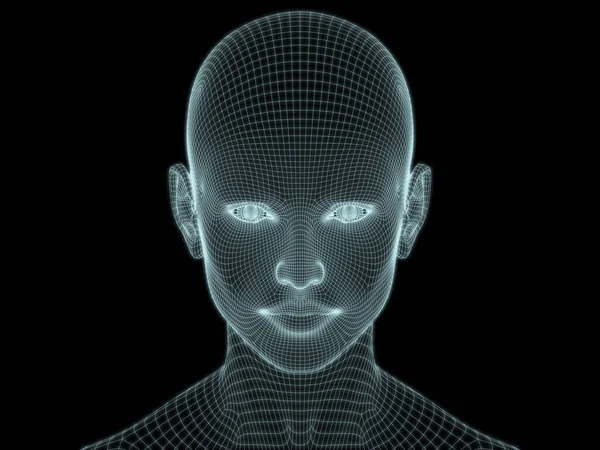 3D Render of human head in wire mesh for use in illustrations on ...
