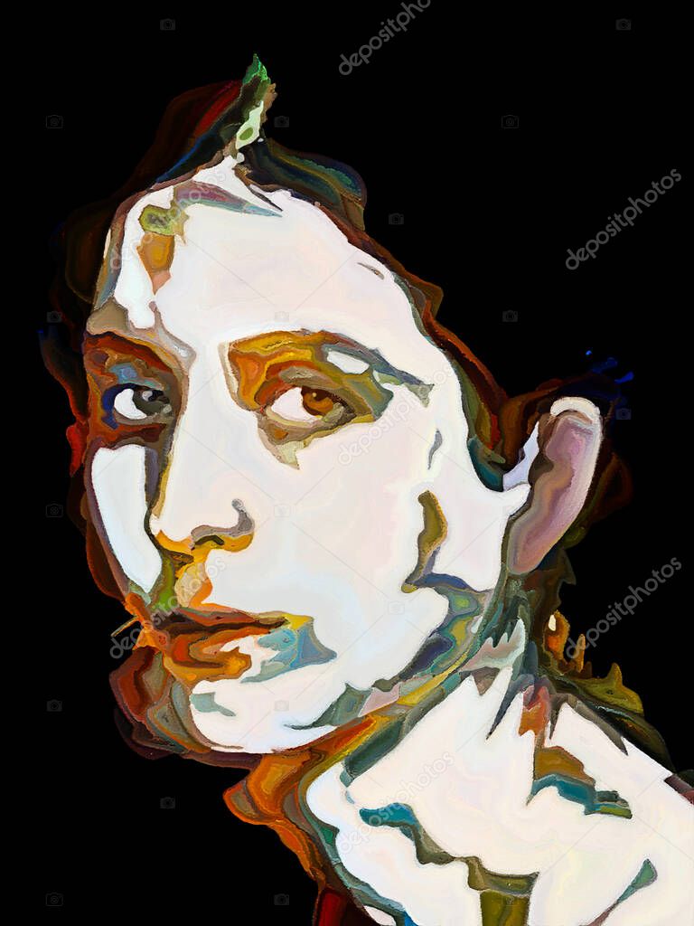 Su serie Colores. Retrato femenino realizado en parches de pintura ...