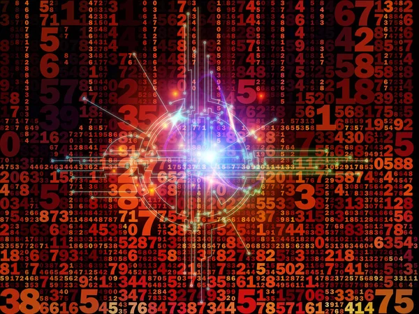 Digital Connection series. Numbers, lights and network nodes background ...