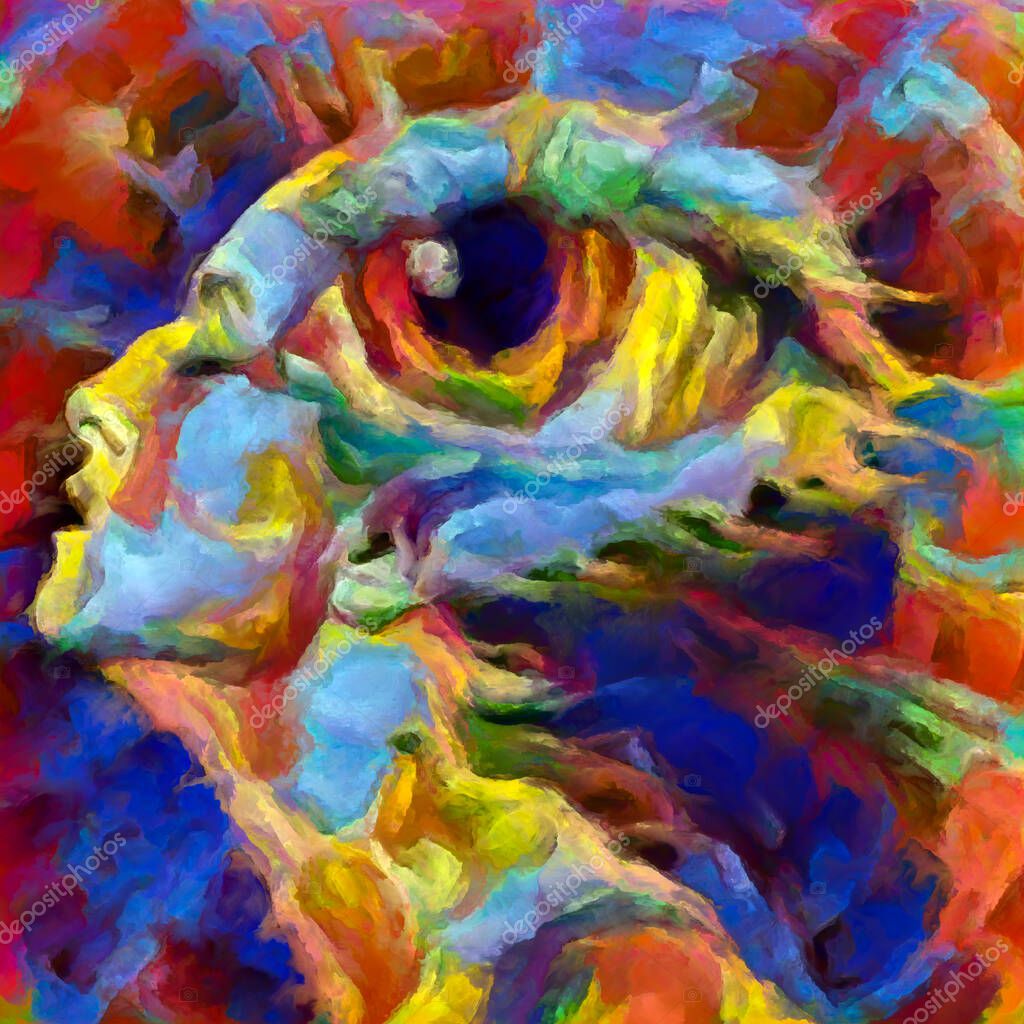 Serie Visión Interna. Rostro de mujer y composición abstracta del ...