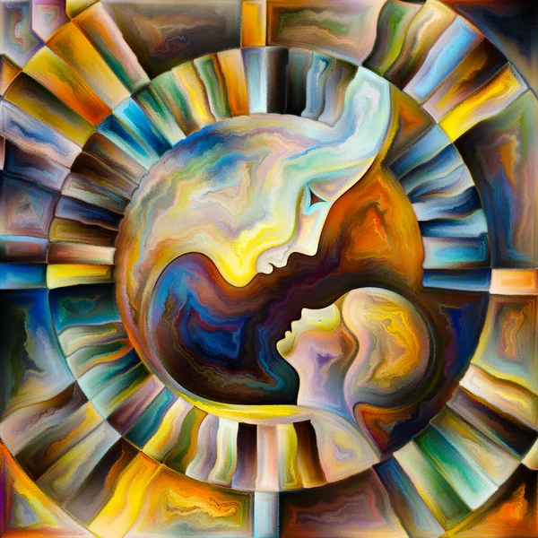 Mother Child Circle Series Colorful Stained Glass Design Subject ...