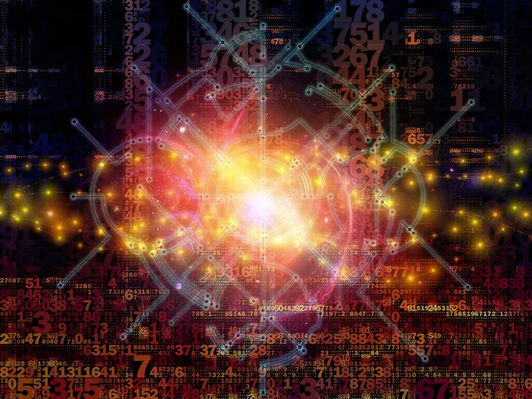 Digital Signal series. Numbers, electronic traces and lights ...
