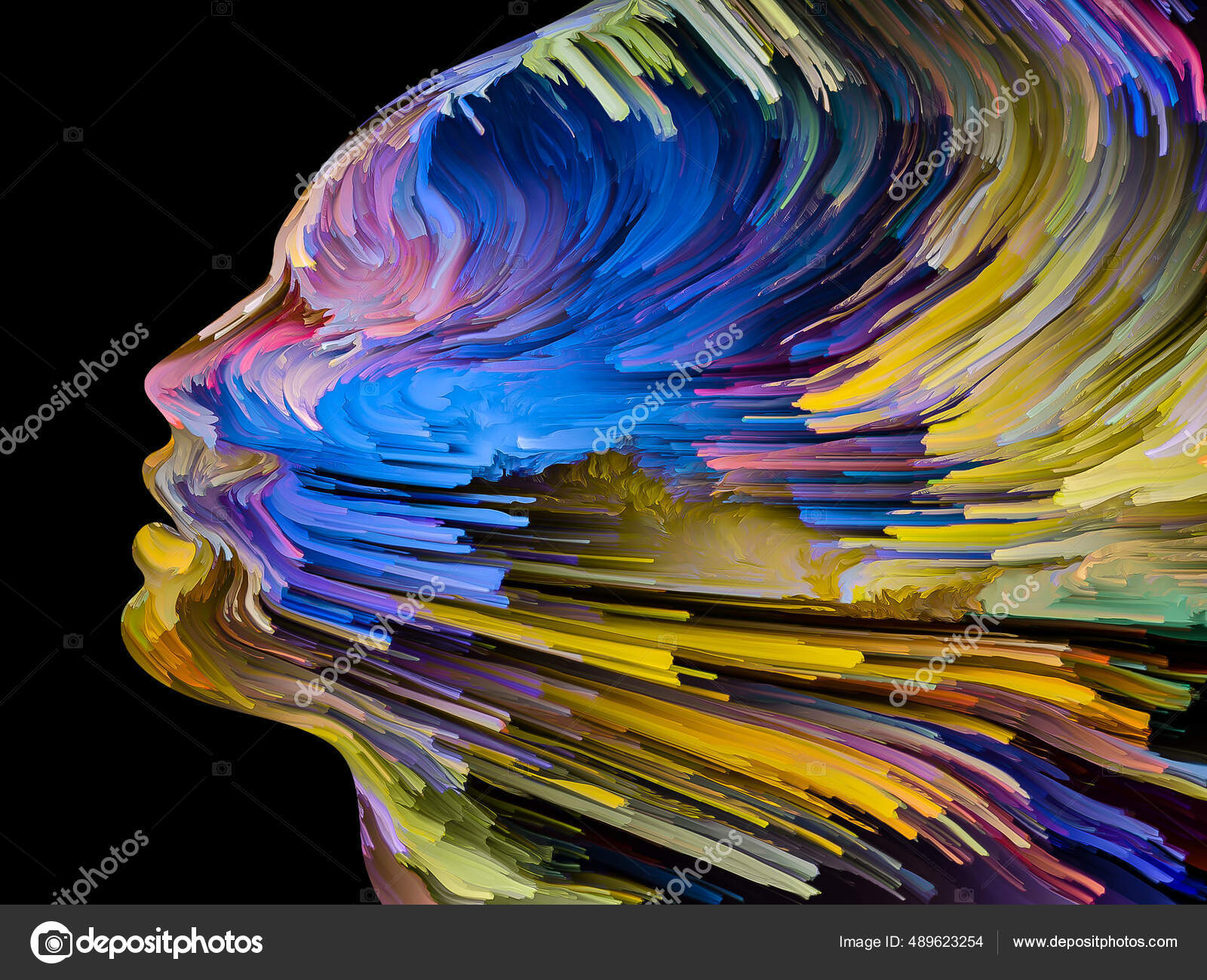 Disturbing Thoughts Series Dark Paint Motion Human Face Silhouette ...