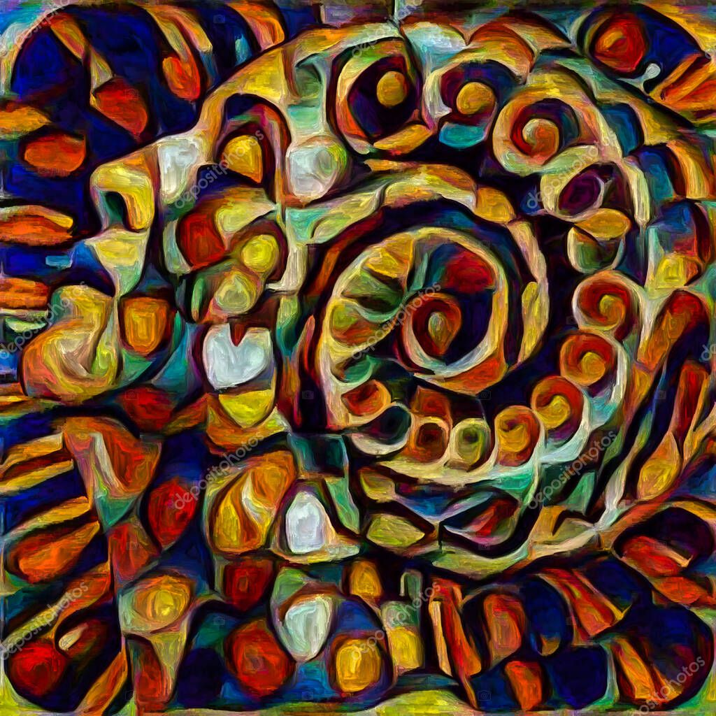 Desde dentro. Cara femenina y cara espiral representada en estilo de ...